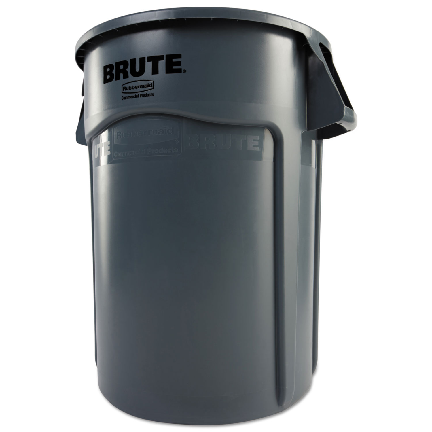 Rubbermaid Vented Round Brute Container, 32 gal, Plastic, Gray