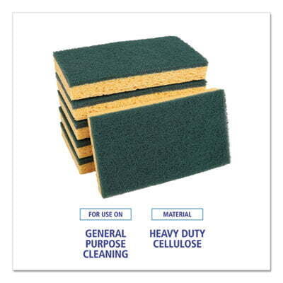 Scrubbing Sponge, Medium Duty, 3.6 x 6.1, 0.75" Thick, Yellow/Green ...