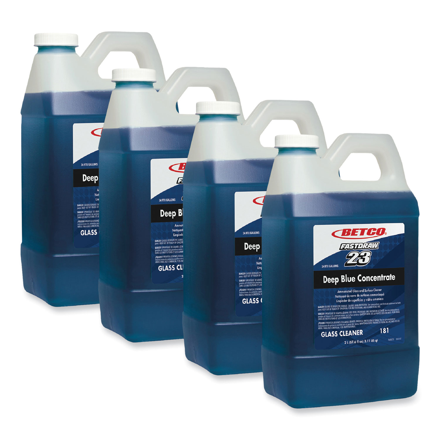 Betco Fastdraw Deep Blue Glass and Surface Cleaner, 2 L, 67.6 oz ...