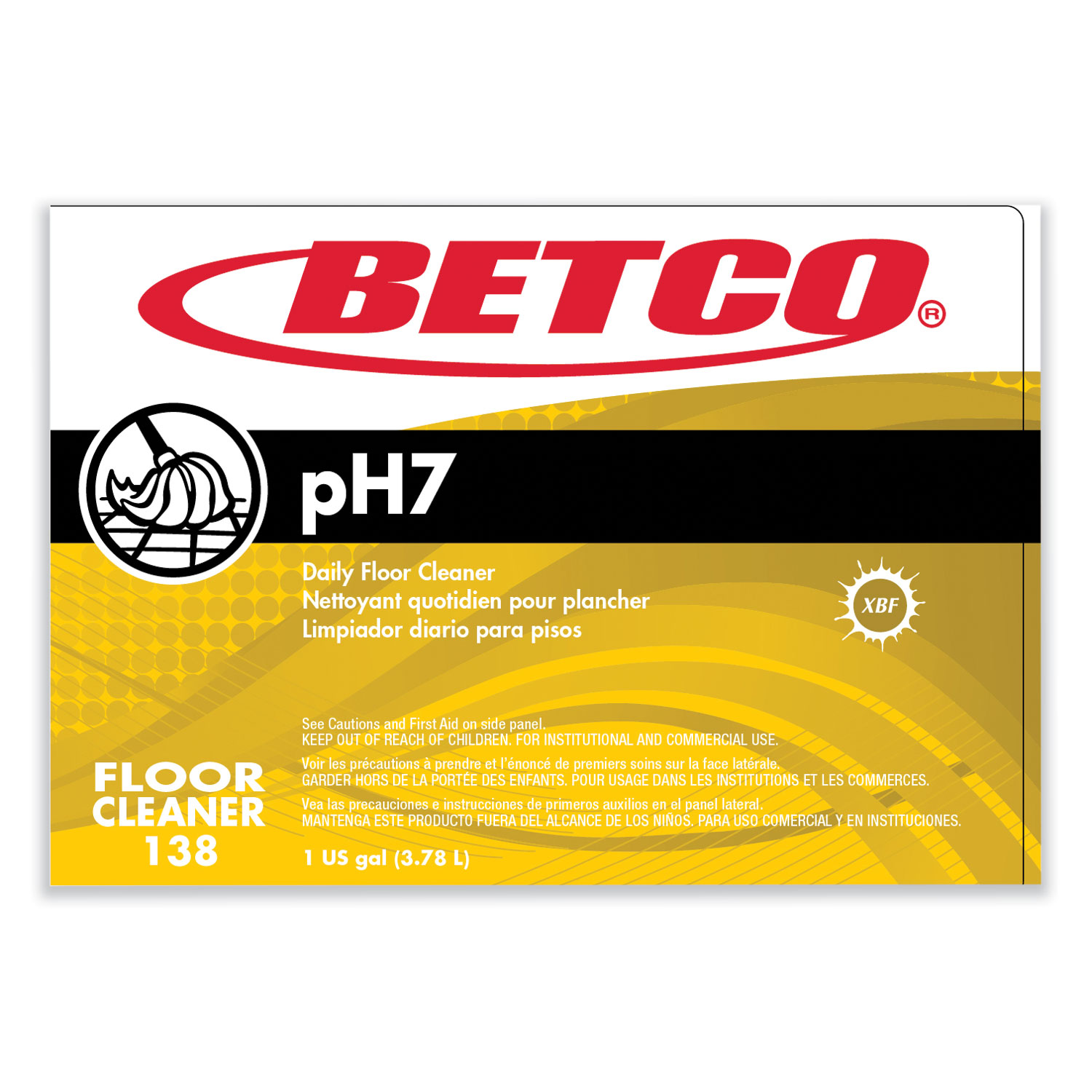 Betco pH7 Commercial Grade Floor Cleaner, Lemon (Concentrated), 1 gal ...