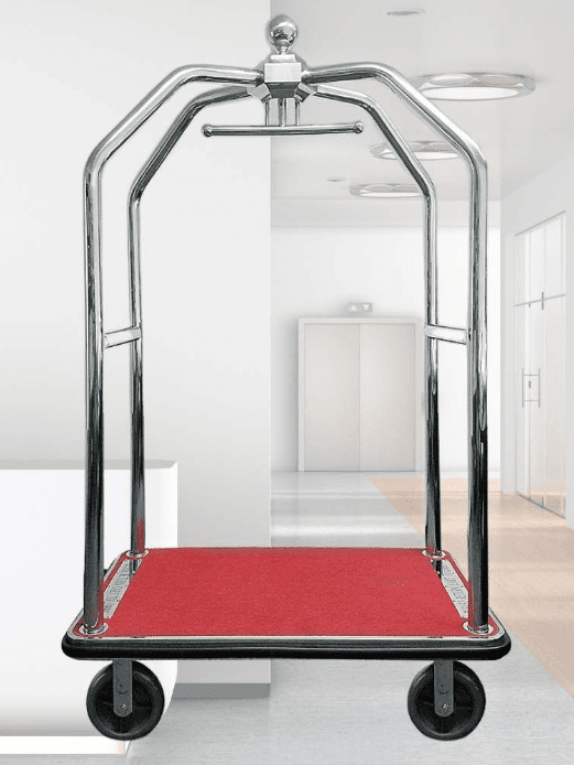 Heavy Duty Luggage Cart with Red Carpet, 8" Wheels 43" x 26" x 68"