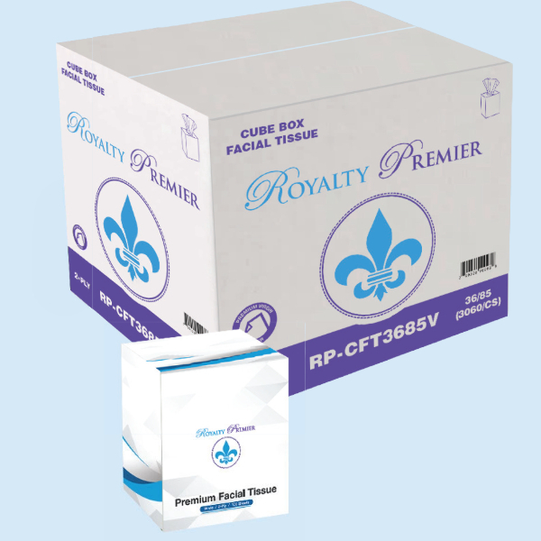 Facial Tissue Cube Box, 2-Ply, White, 85 Sheets/Box - 36 Boxes/Case